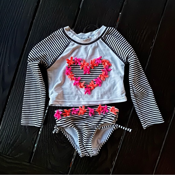 Flapdoodles | Swim | Flapdoodles Swim Set With Heart Design Black And ...